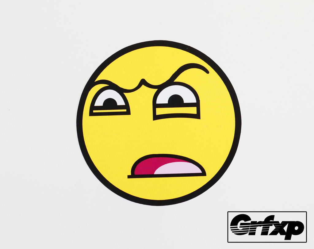 Angry Raised Eyebrows Smiley Printed Sticker – Grafixpressions